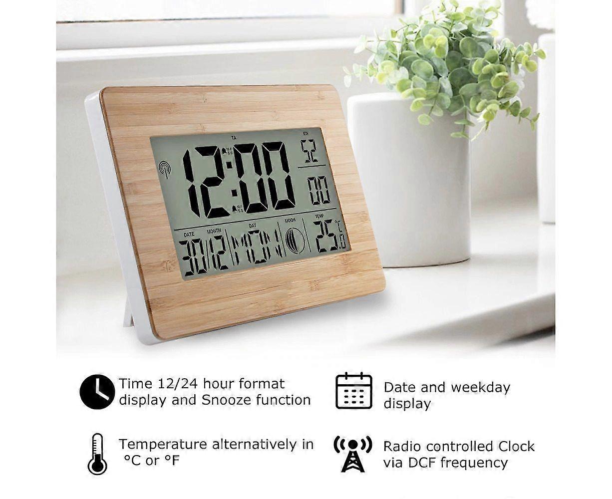 Buy Atomic Clock with Dual Alarm, Calendar, Temperature Display & Moon ...