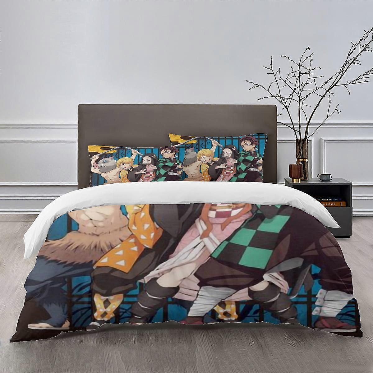 Buy Bed Sheets g1155 demon slayer Bedding Sets Bed Cartoon Duvet Cover ...