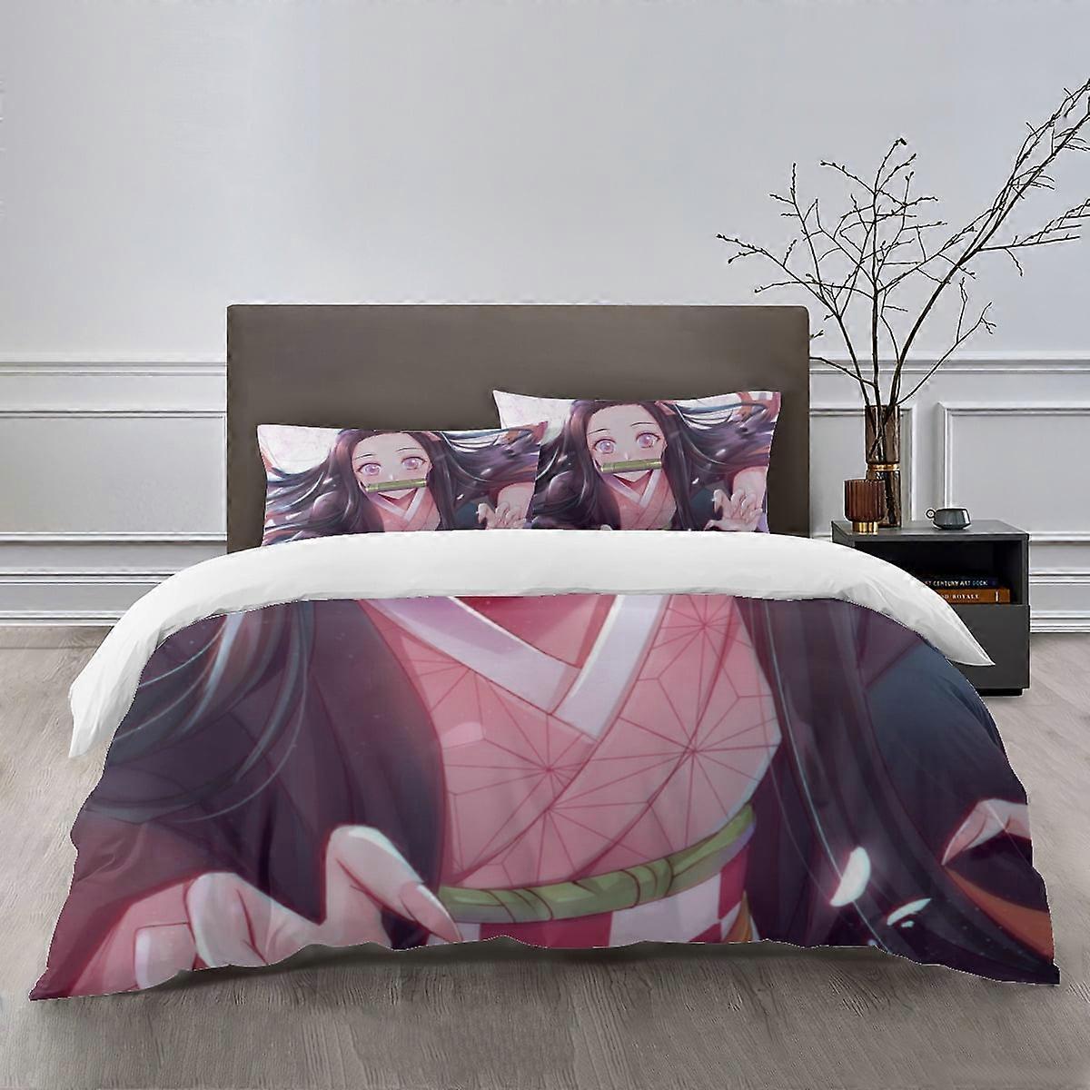 Buy Bed Sheets g1436 Nezuko Bedding Sets Bed Cartoon Duvet Cover ...