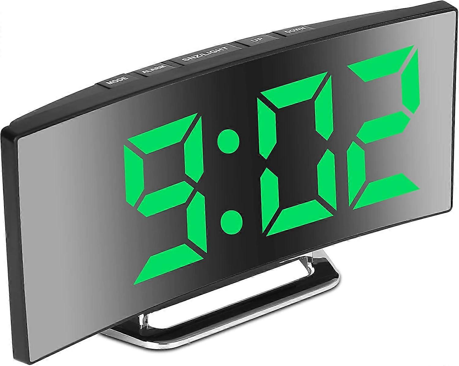 Buy Digital Alarm Clock for Bedrooms, Bedside Clock with Modern Curved ...