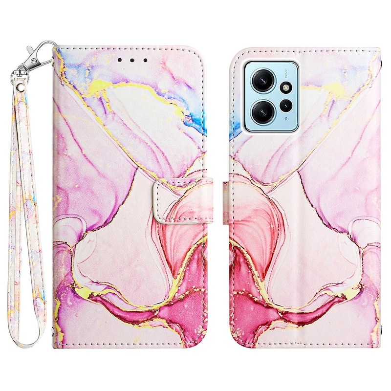 Buy For Xiaomi Redmi Note 12 4G Marble Pattern Phone Case Stand Wallet ...