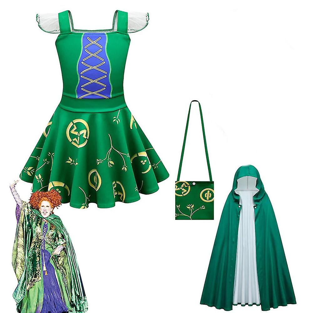 Buy Girls Hocus Pocus 2 Witch Cosplay Party Costume Dresses Cloak Bag ...