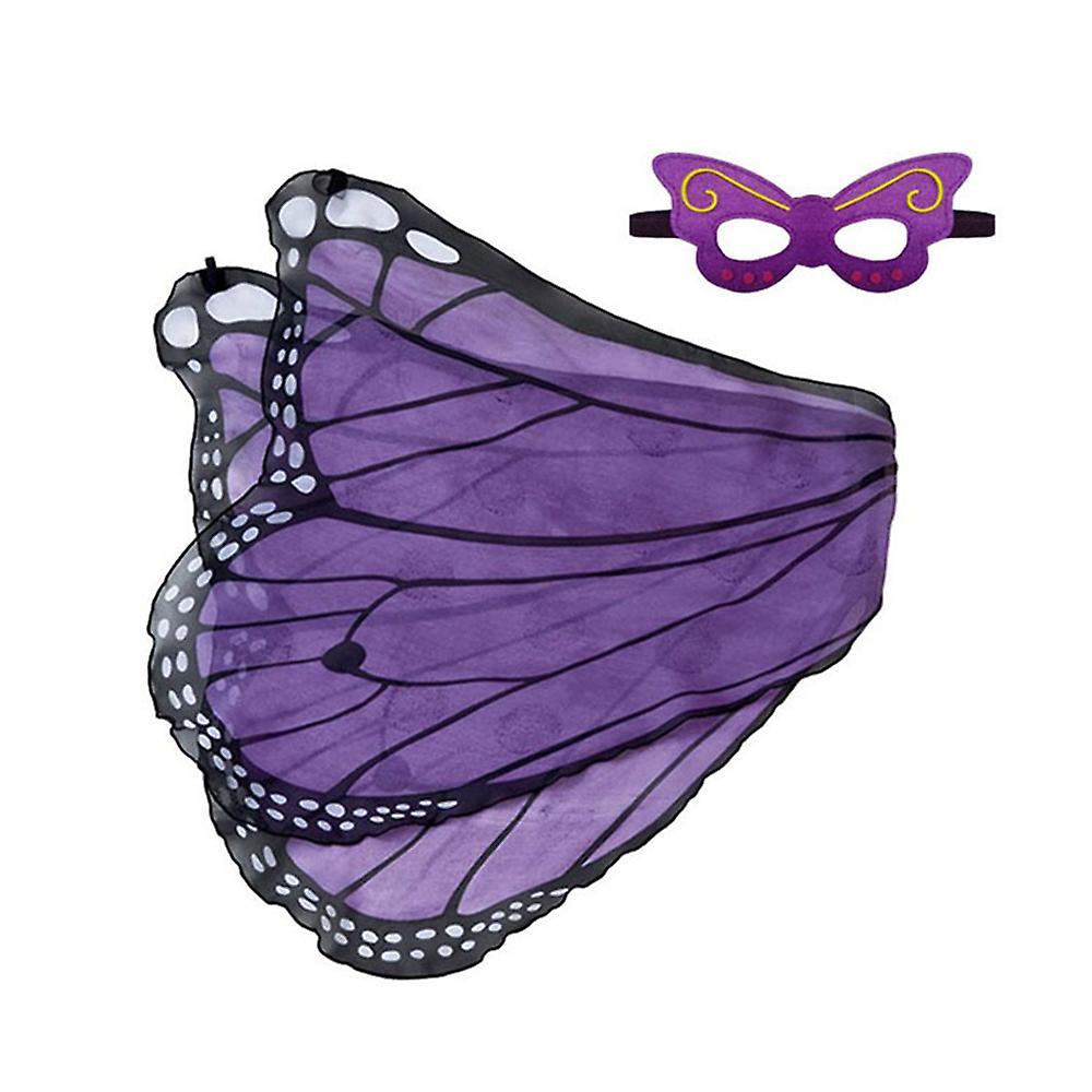 Buy Kids Girl Butterfly Wings Cape With Mask Fairy Pixie Cosplay ...