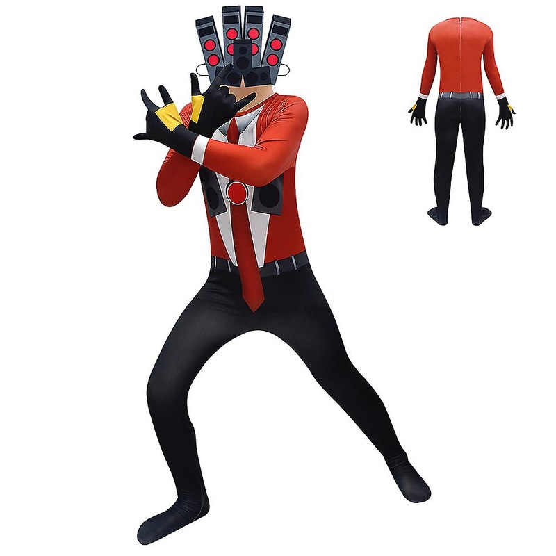 Buy Kids Skibidi Toilet Cosplay Costume Titan Speakerman Jumpsuit Mask ...