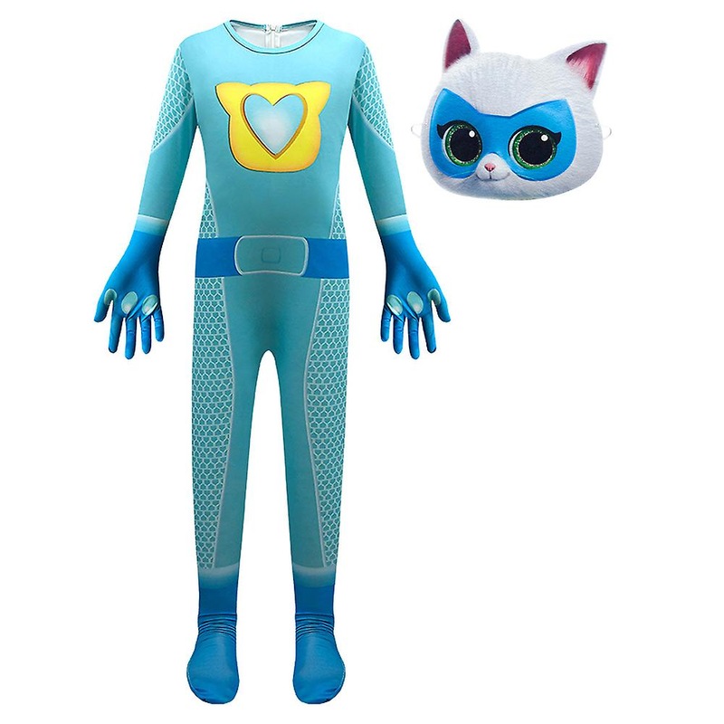 Buy Kids Super Kitties Cosplay Costume Cat Jumpsuit Mask Outfits ...