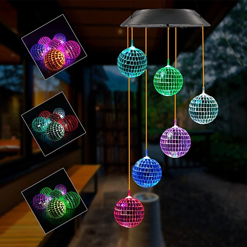 Buy LED Disco Ball Wind Chime Lights Solar Powered Color-Changing ...