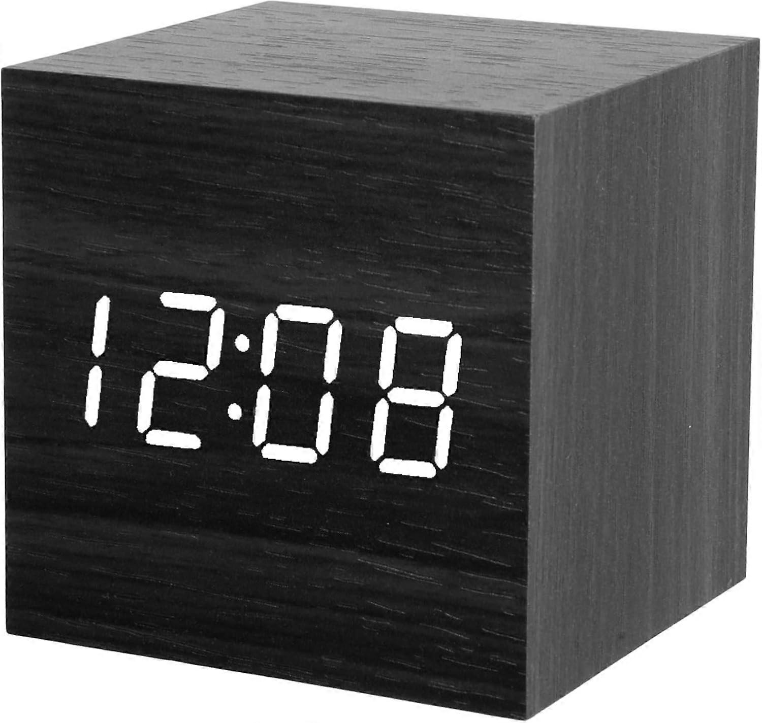 Buy Mini Cube Silent Wooden Digital Digital Alarm Clock Wooden Alarm ...