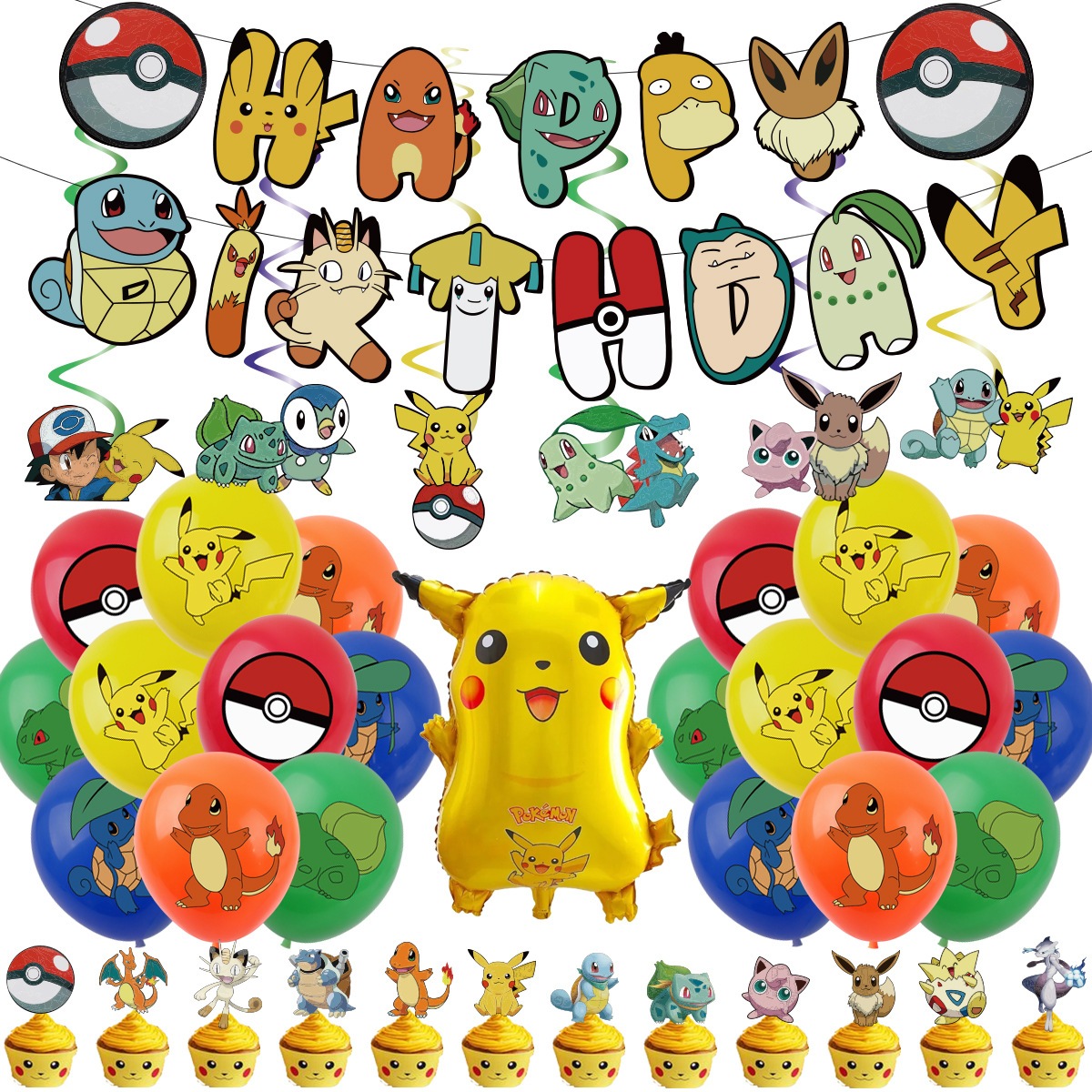 Buy New Pokémon Pikachu theme birthday party decorations Charmander ...