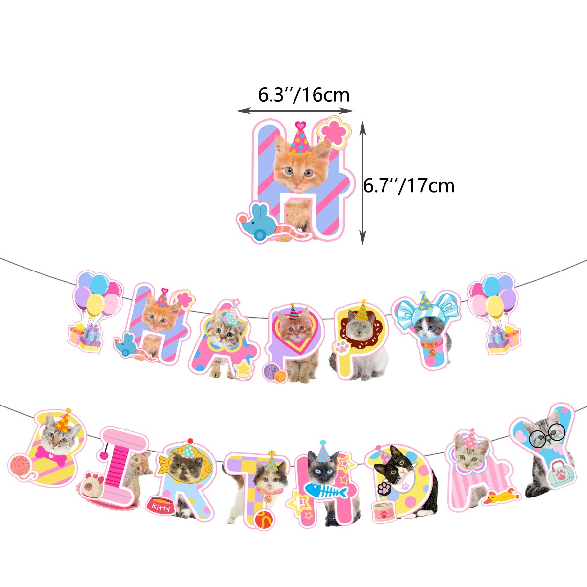 Buy Pet cat theme party decoration supplies cat birthday banner hanging ...