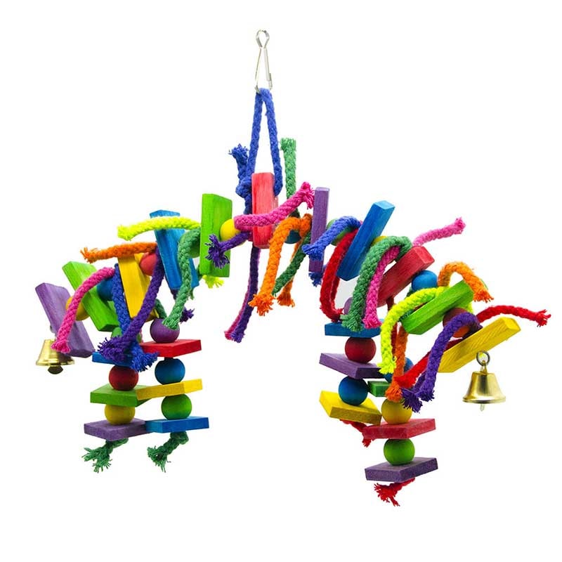 Buy Rainbow Wooden Block Bird Parrot Toys Chewing Climbing Toys ...
