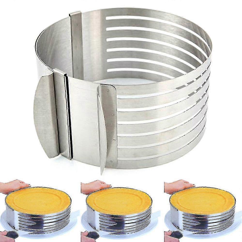 Buy Stainless Steel Layer Cake Bread Slicer Round Mousse Slicing Mold ...