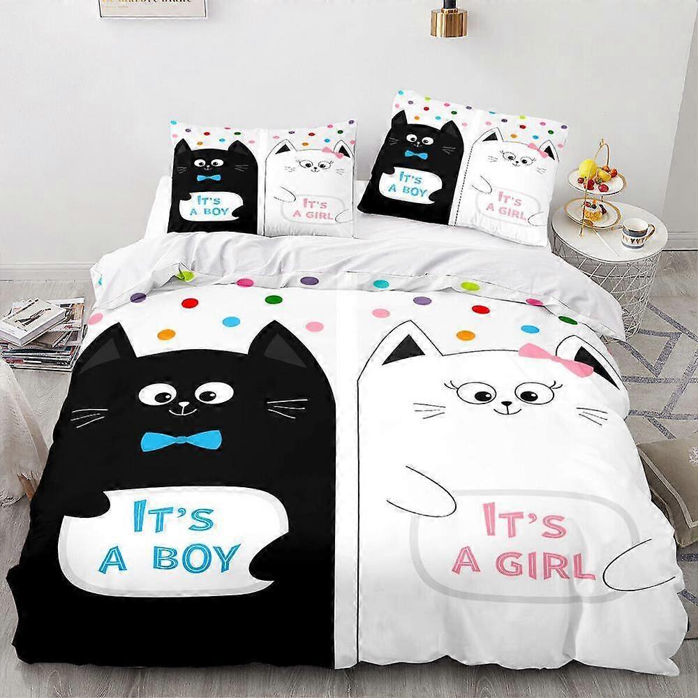 Buy v2530 Bed Sheets Cartoon Cat Animal Print New Year Gift Duvet Cover ...