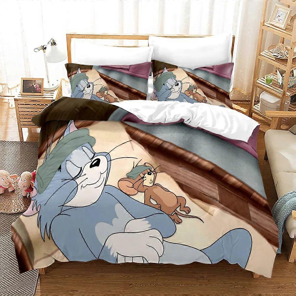 Buy v277 Bed Sheets Anime Mouse Jerry Cartoon Cat Tom Bedding Set,Duvet ...