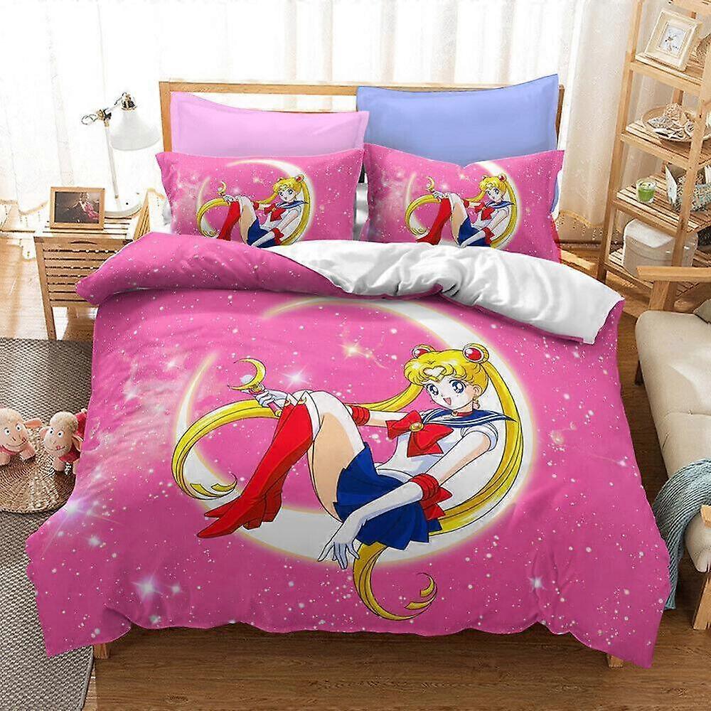Buy v923 Bed Sheets Anime Kawaii Sailor Moon Girl Pink Duvet Cover Set ...