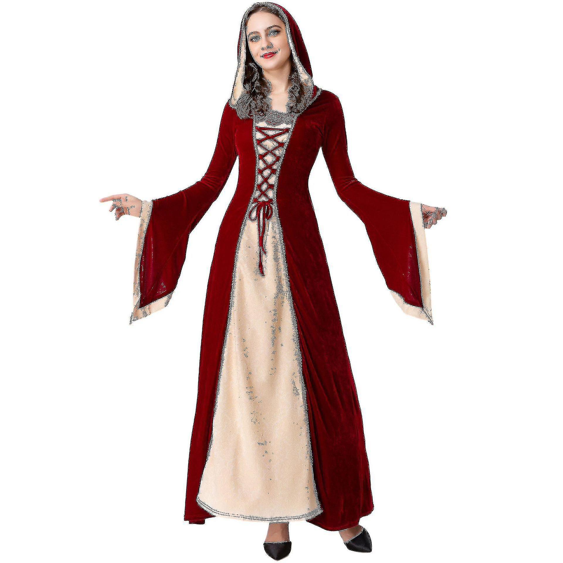 Buy Women Vampire Retro Drawstring Maxi Dress Stage Perform Costumes ...
