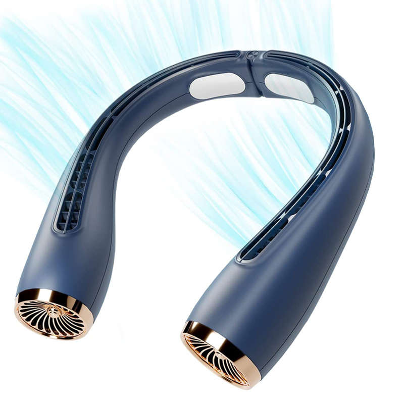 Buy 4000 mAh Portable Neck Fan 3 Speeds Strong Wind Neck Coolers-Blue ...