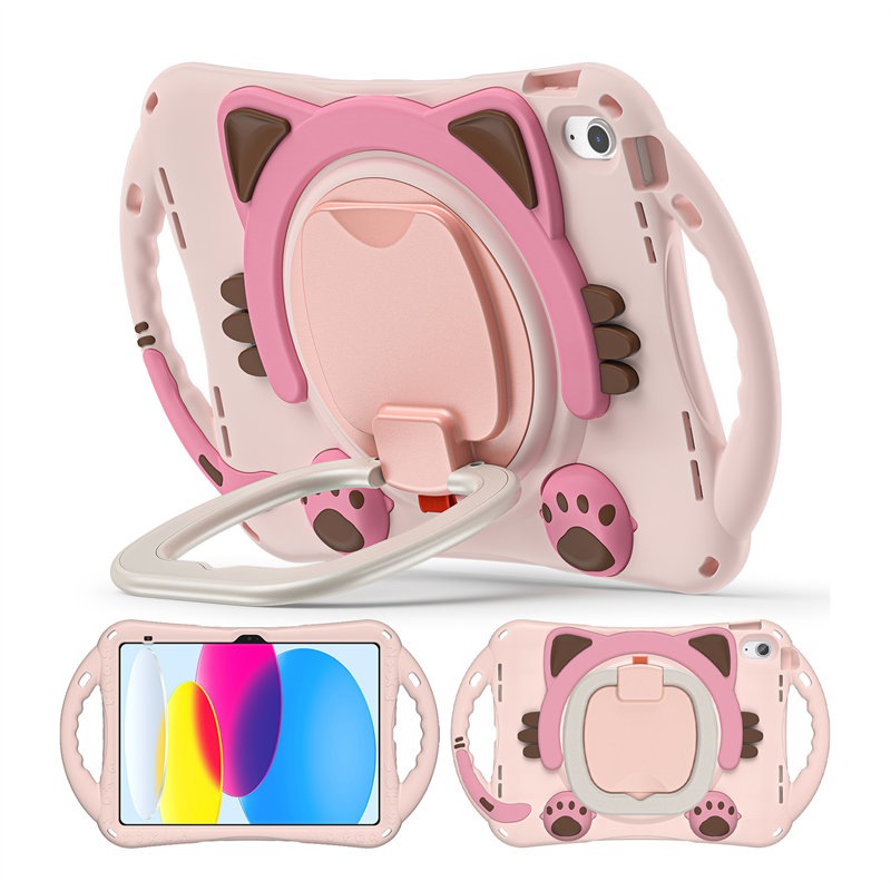 Buy Cat Tablet Case For iPad 10th Kids Friendly with Handle Stand-Pink ...