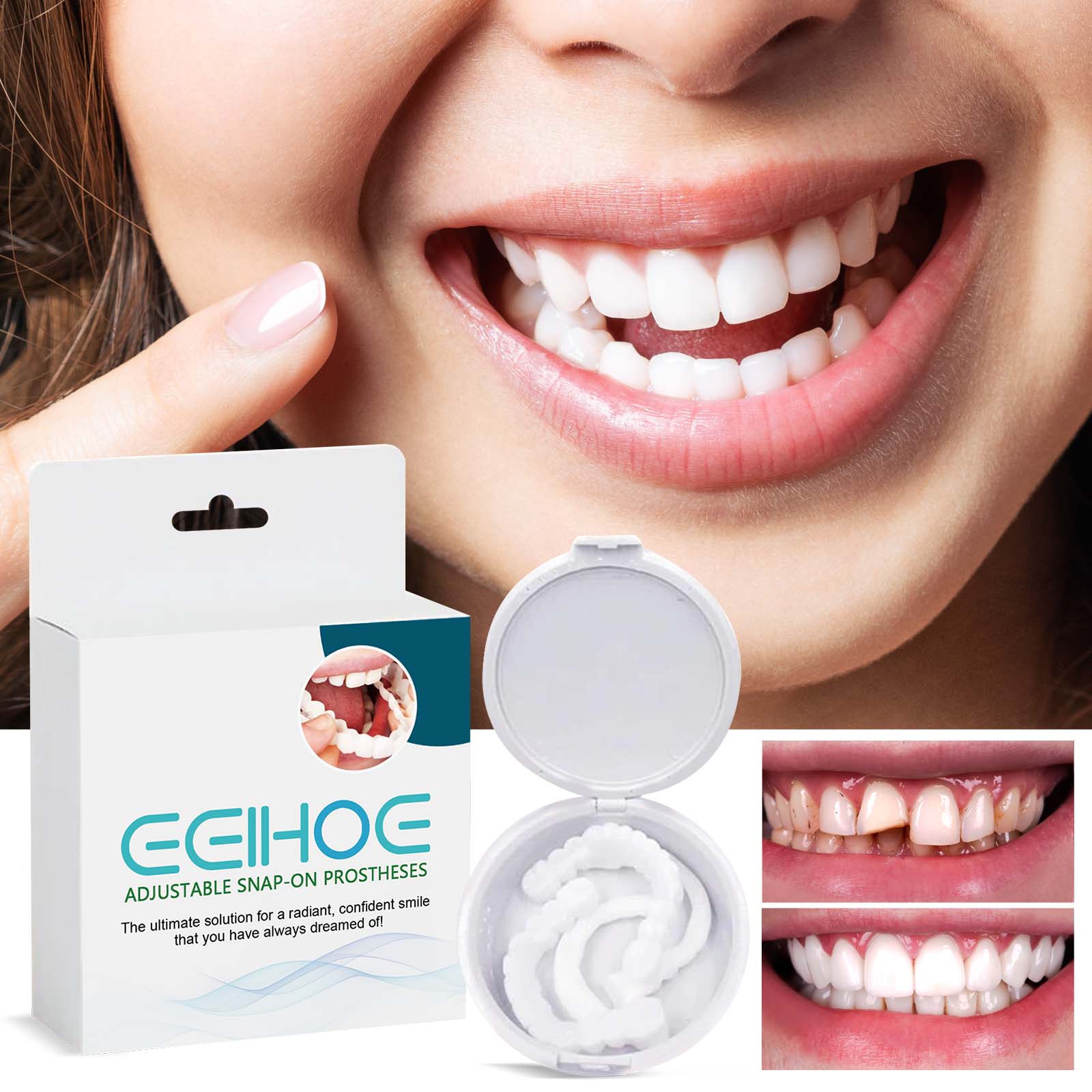 Buy EELHOE Adjustable Buckle Dentures, Modified Teeth Interdental Set ...