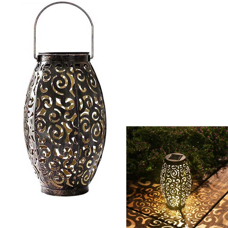 Buy Hanging Solar Lantern Light with Handle Retro Metal Waterproof ...