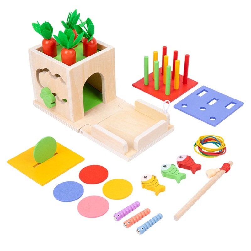 Buy MOEO Montessori Style Wooden Coin-operated Game Box Toy 8-in-1 ...
