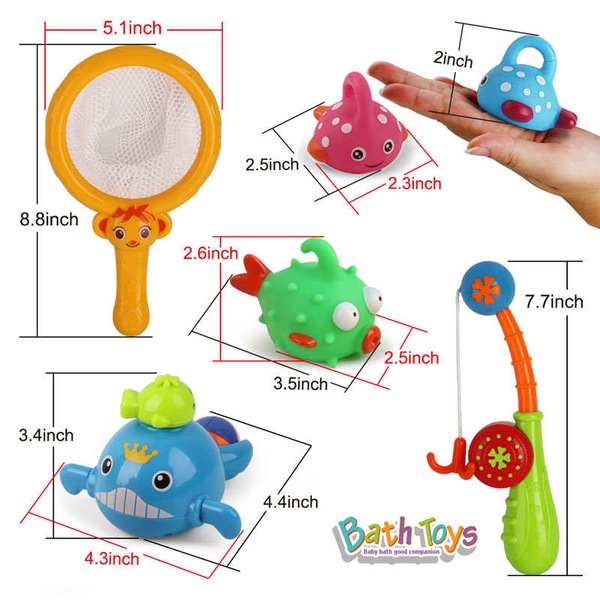 Buy Muhe 12Pcs Baby Bath Toys Fishing Games with Stacking Cups for 14 ...