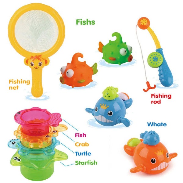 Buy Muhe 12Pcs Baby Bath Toys Fishing Games with Stacking Cups for 14 ...