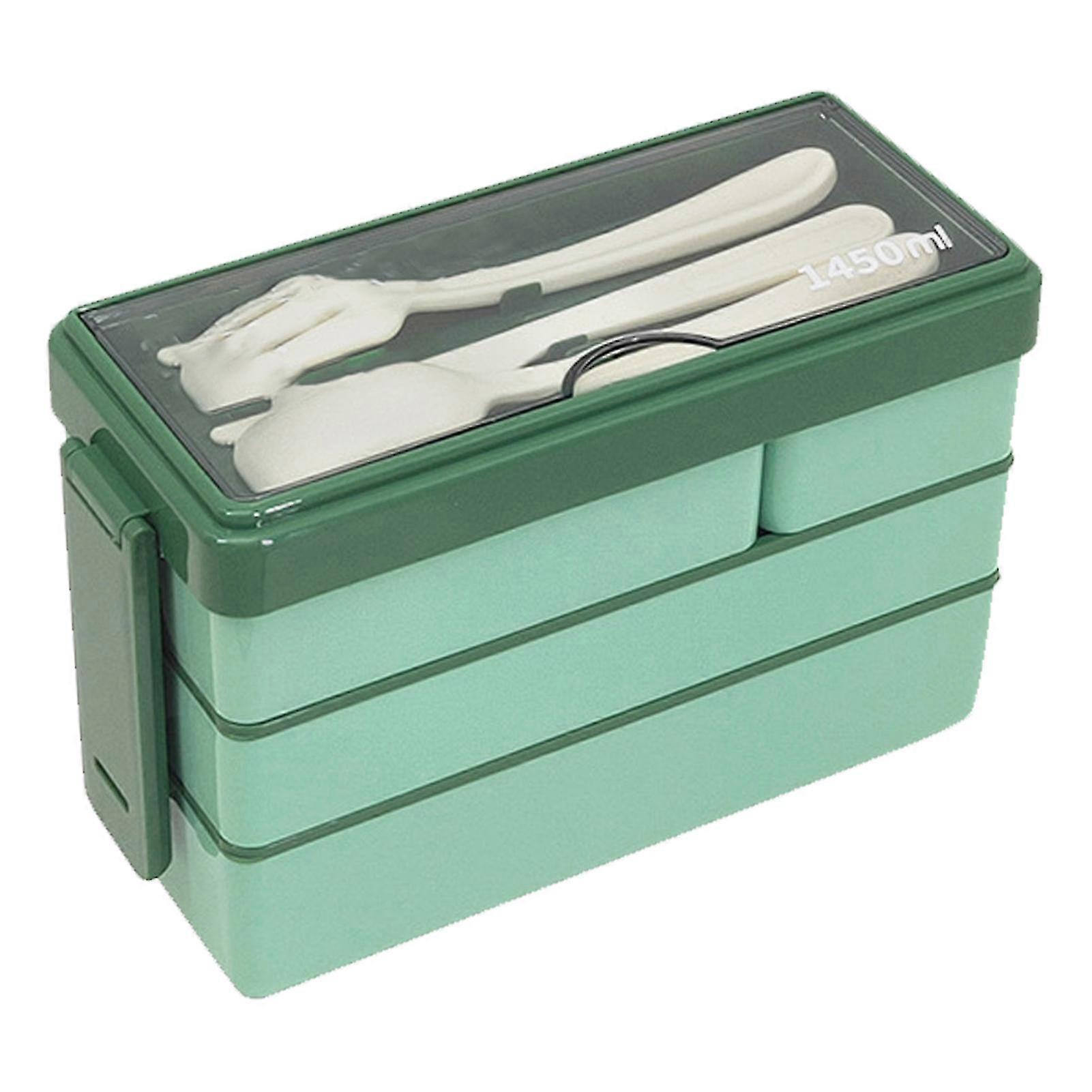 Buy Muhe Green Bento Box 3-Layer Stackable Lunch Container with 4 ...