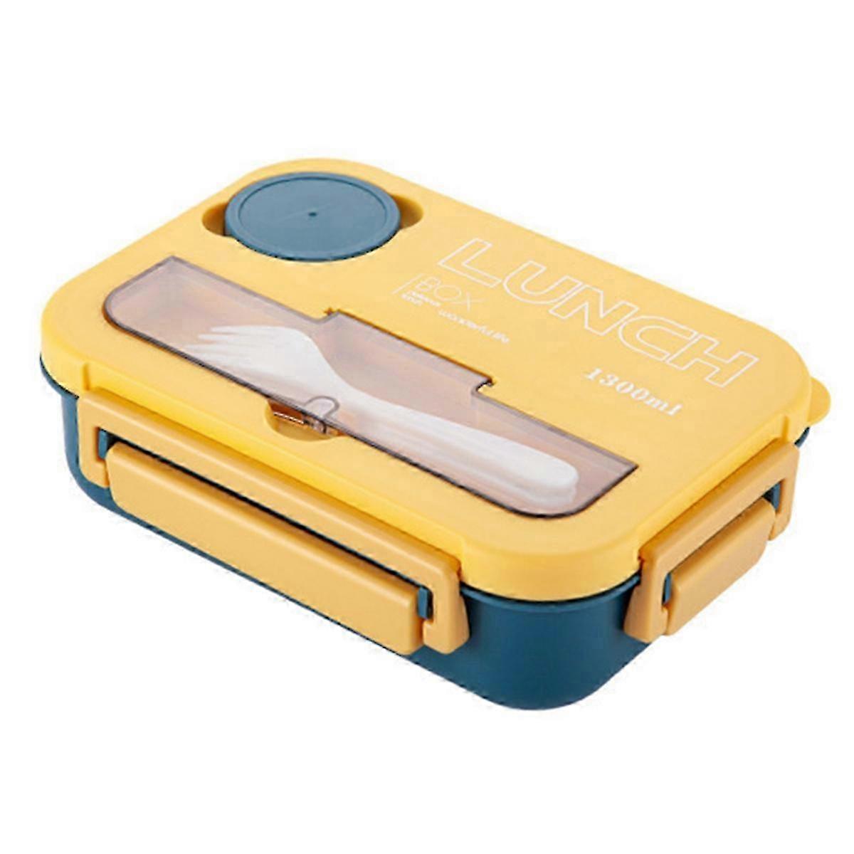 Buy Muhe Portable Grid Lunch Box with Fork/Spoon, Microwave Food ...
