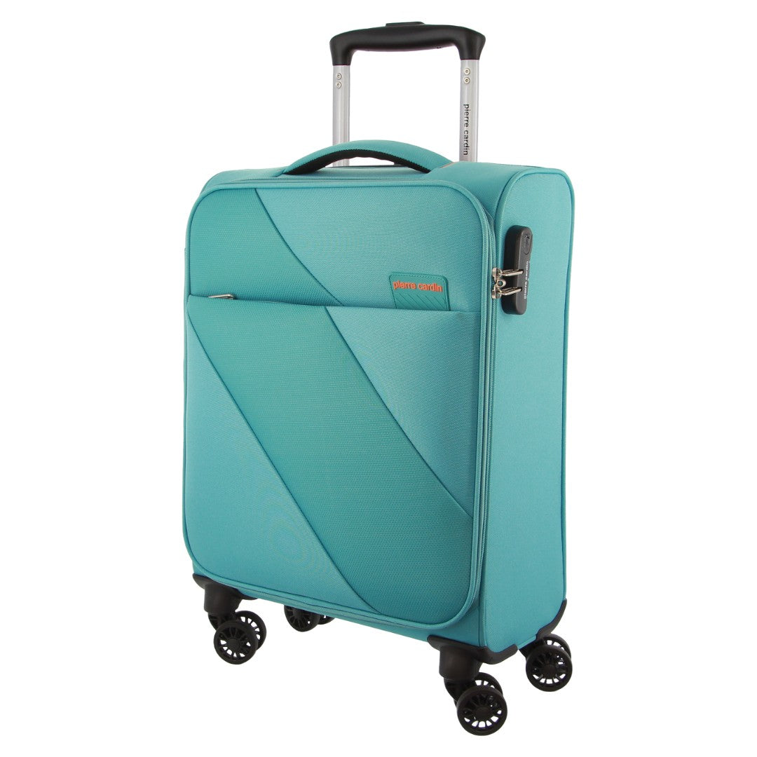 Buy Pierre Cardin 55cm CABIN Soft Shell Suitcase in Turquoise - MyDeal ...