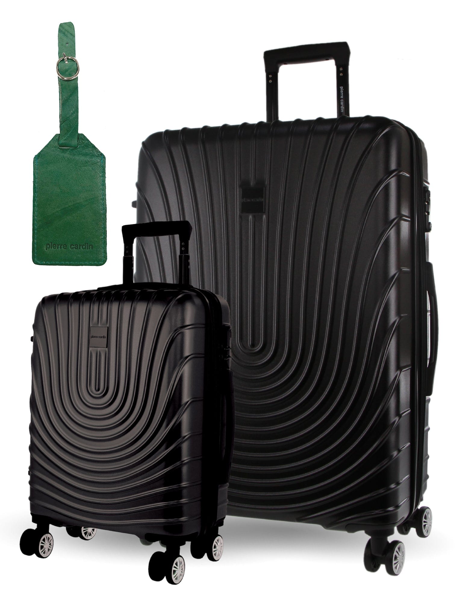 Buy 2pc Pierre Cardin Large Hard-Shell Suitcase & Cabin Set Luggage Tag ...