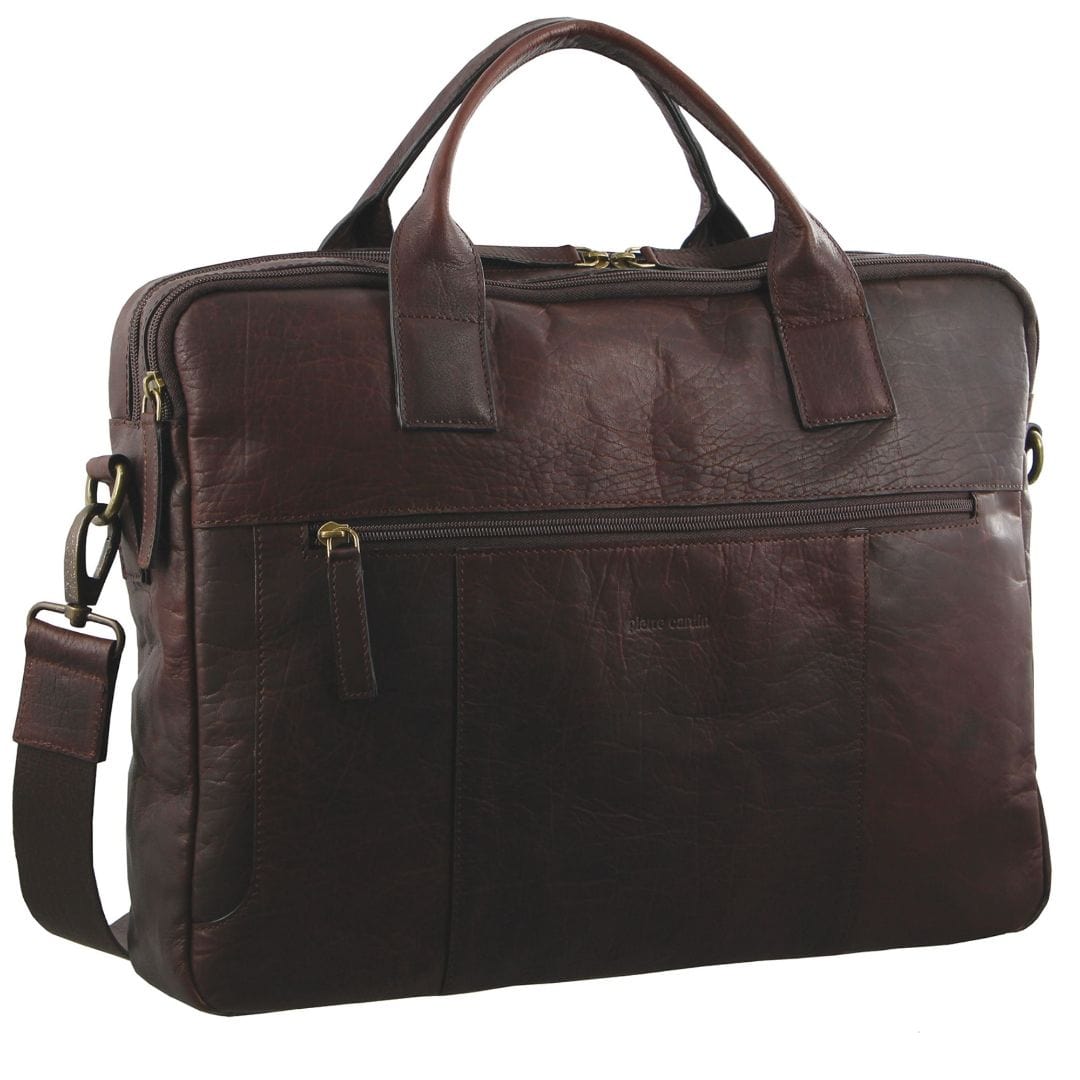 Buy Pierre Cardin Rustic Leather Computer Bag in Chestnut - MyDeal ...