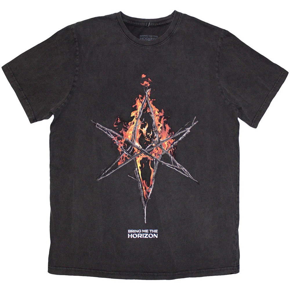 Buy Bring Me The Horizon Flame Hex & Text Logo T-shirt - MyDeal Australia