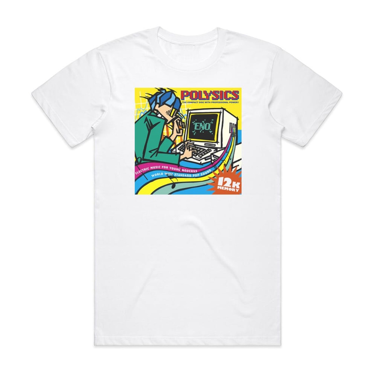 Buy POLYSICS Eno Album Cover T-Shirt White - MyDeal Australia