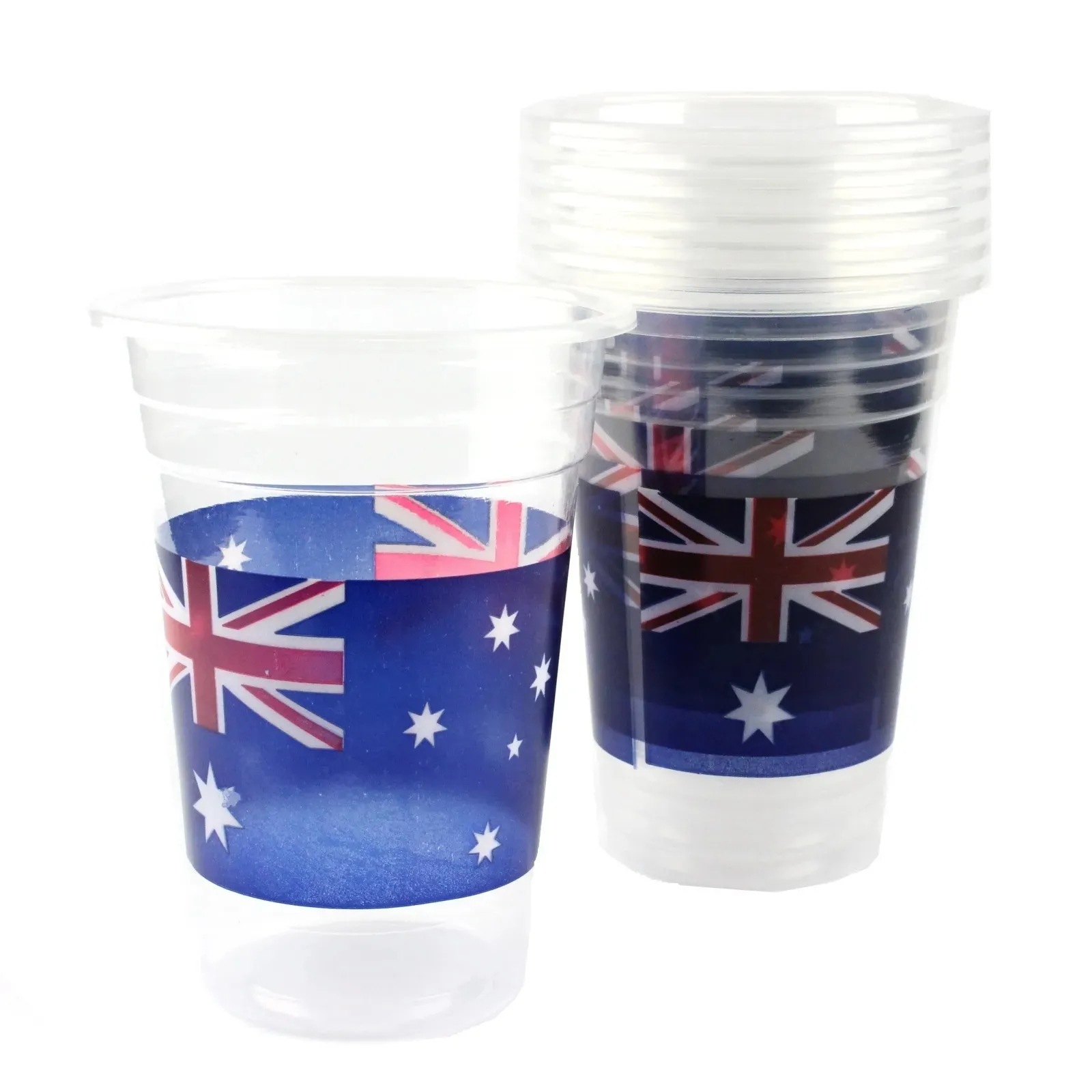 Buy Australian Flag Clear Plastic Cups (Pack of 8) - MyDeal Australia