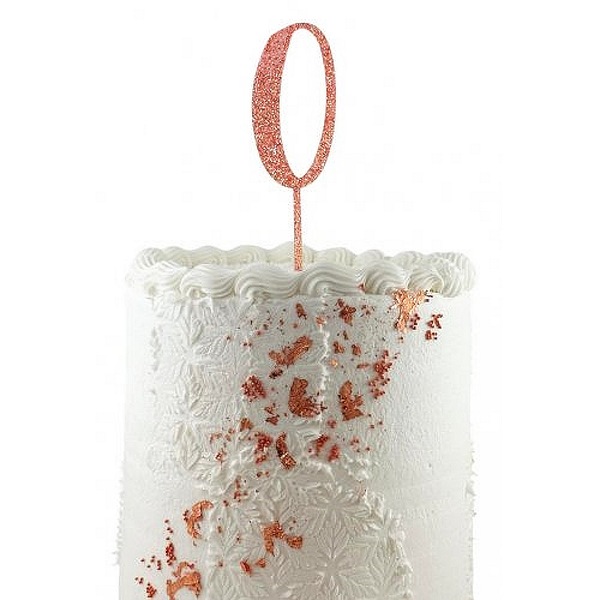 Buy Glitter Rose Gold Acrylic Number 0 Cake Topper - MyDeal Australia