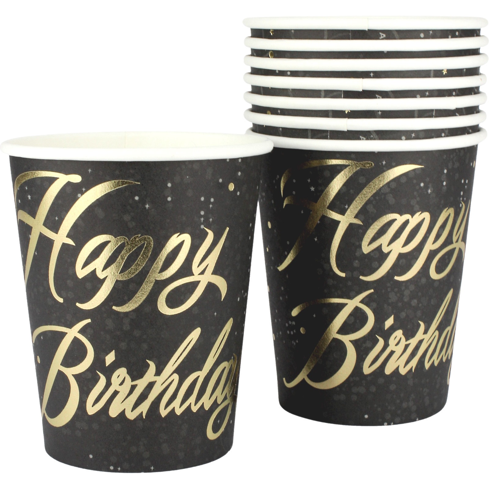 Buy Glitz Gold Happy Birthday Paper Cups (Pack of 8) - MyDeal Australia