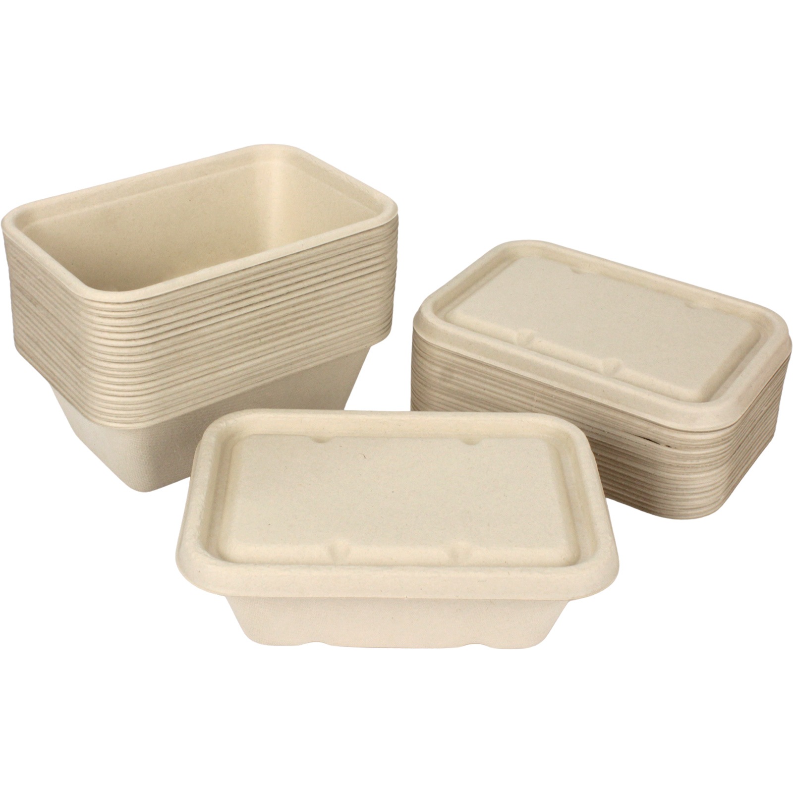 Buy Natural Eco Sugar Cane Food Containers With Lids 750ml (Value Pack ...