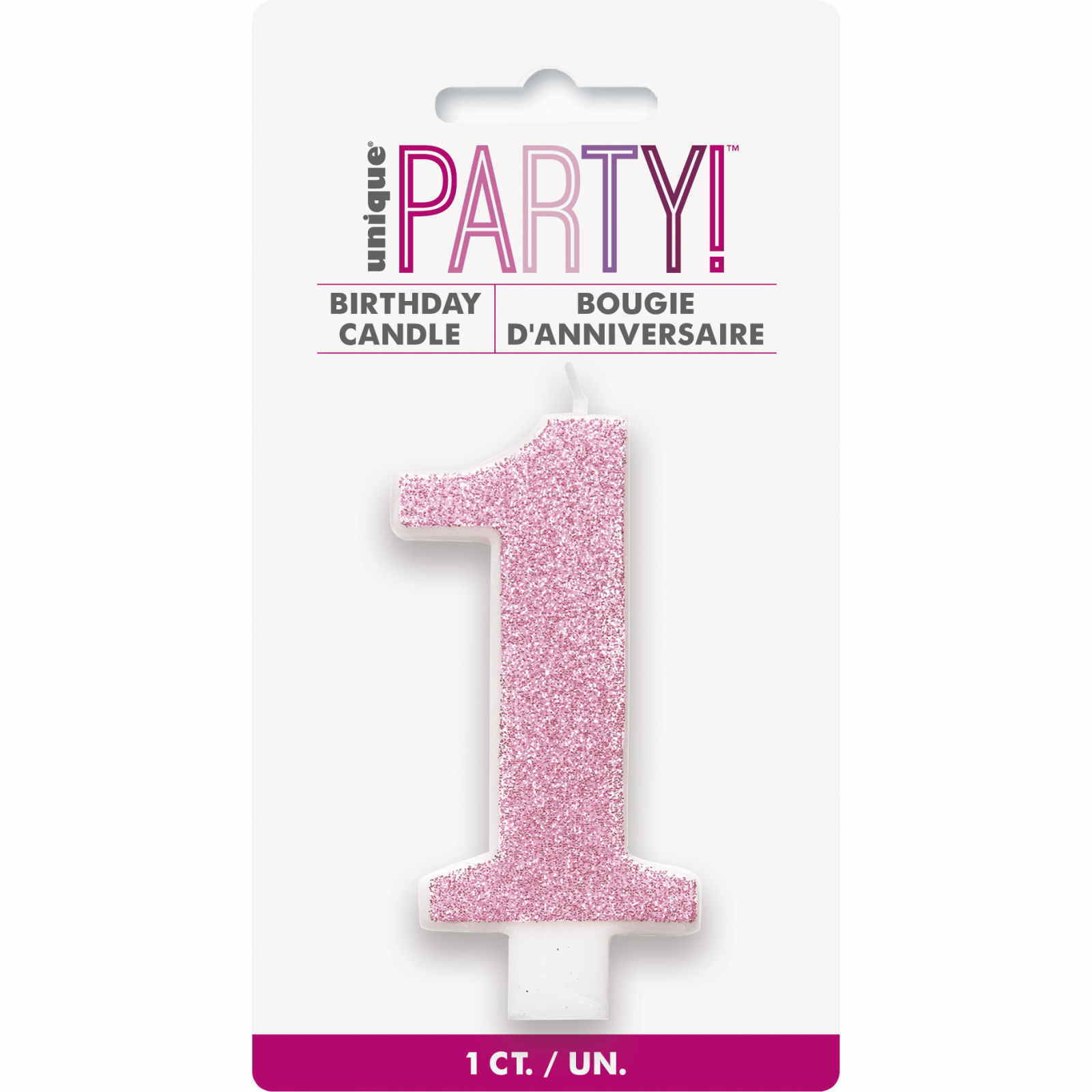 Buy Pink Glitter Accent Number 1 Candle - MyDeal Australia