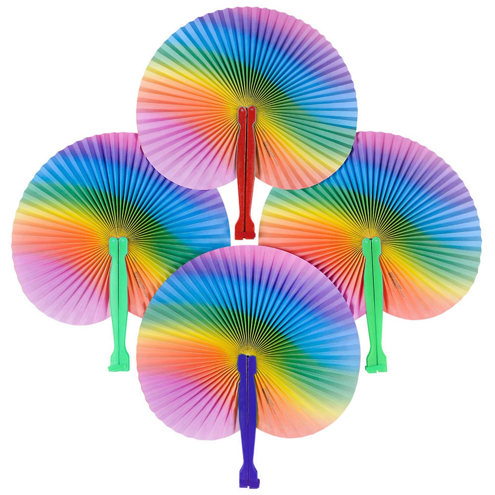 Buy Rainbow Coloured Paper Fans (Pack of 12) - MyDeal Australia