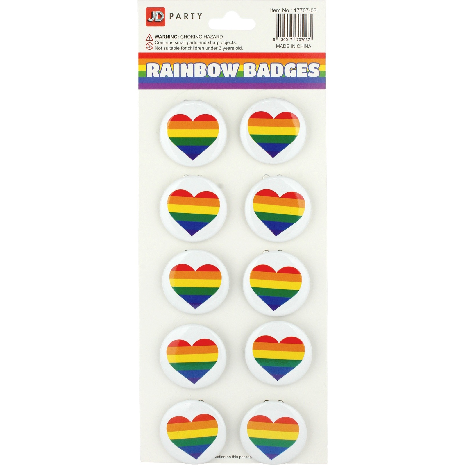Buy Rainbow Pride Heart Badges (Pack of 10) - MyDeal Australia