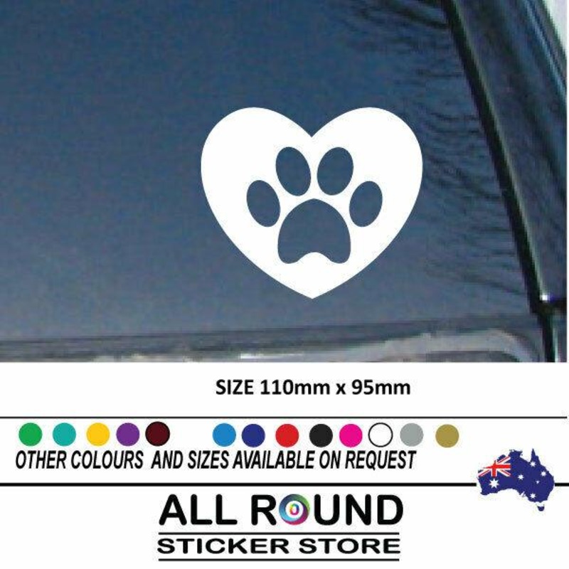 Buy HEART WITH ANIMAL PAW DOG PAW PRINT STICKER CAR DECAL LAPTOP FRIDGE ...