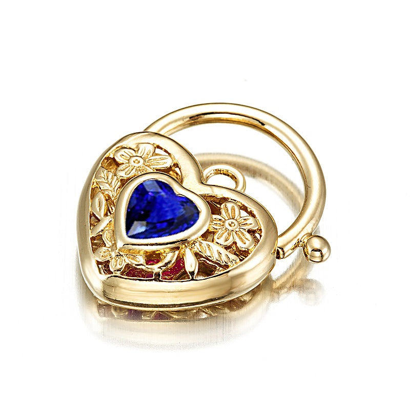 Buy 18ct Heavy Yellow Gold Plated Dark Blue Filigree Heart Locket - USA ...