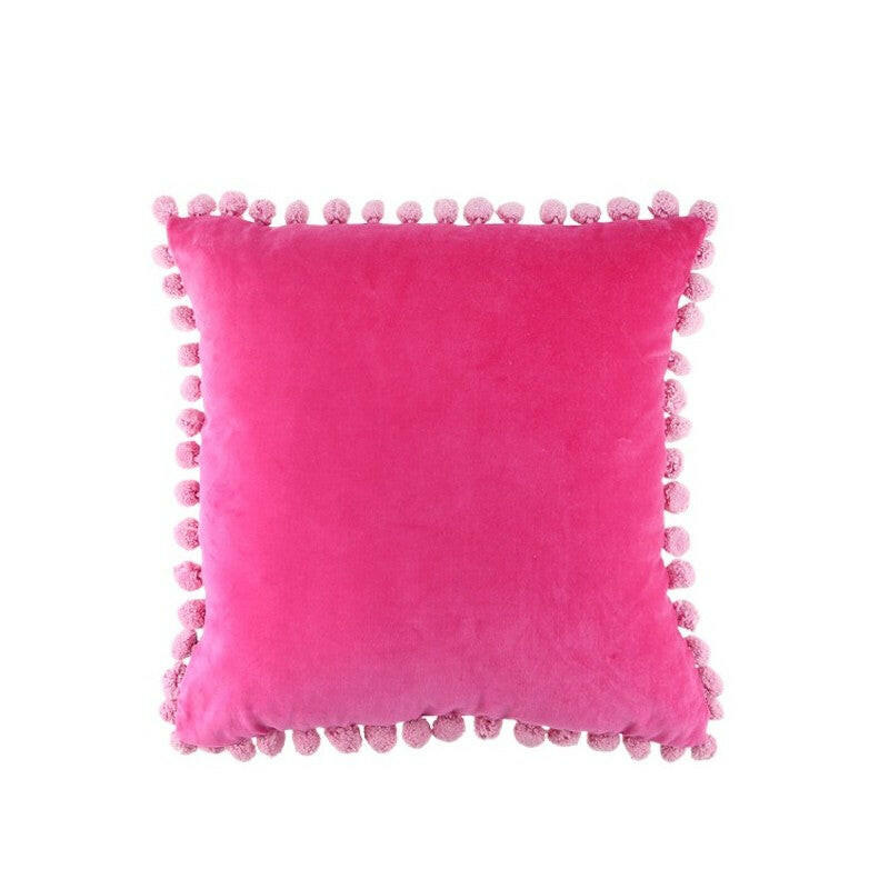 Buy Beau Pom Pom Border Pink Cushion 45 x 45cm - MyDeal Australia