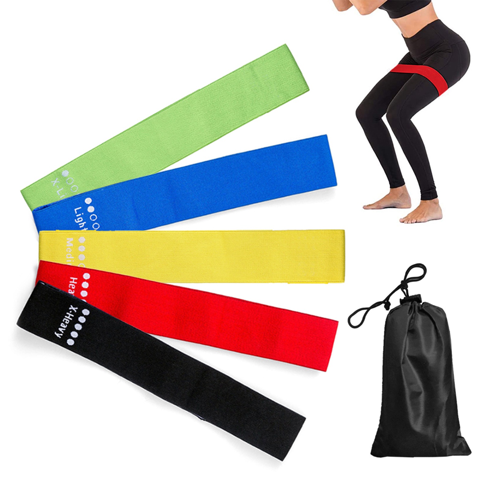Buy 5 PCS Resistance Loop Bands with Storage Bag for Yoga Home Gym ...