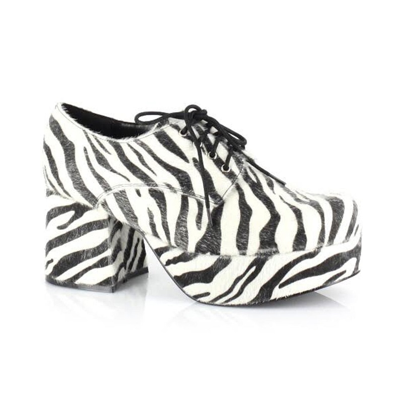Buy 70s Black and White Zebra Platform Mens Shoes - MyDeal
