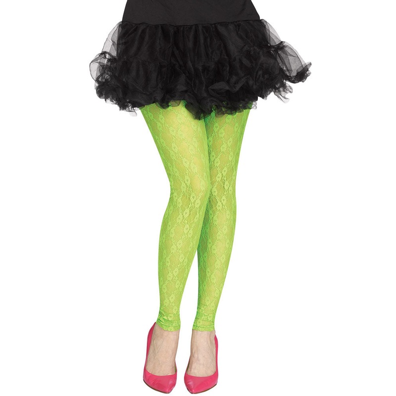 Buy 80s Neon Green Lace Footless Tights - MyDeal