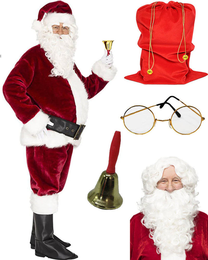 Buy Christmas Complete Professional Santa Plus Size Suit and Accessory ...