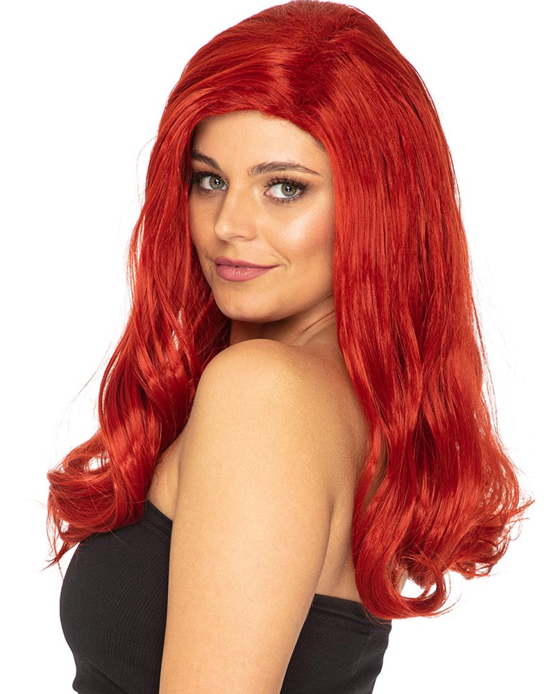 Buy Glamour Deluxe Deep Red Long Wavy Wig - MyDeal Australia