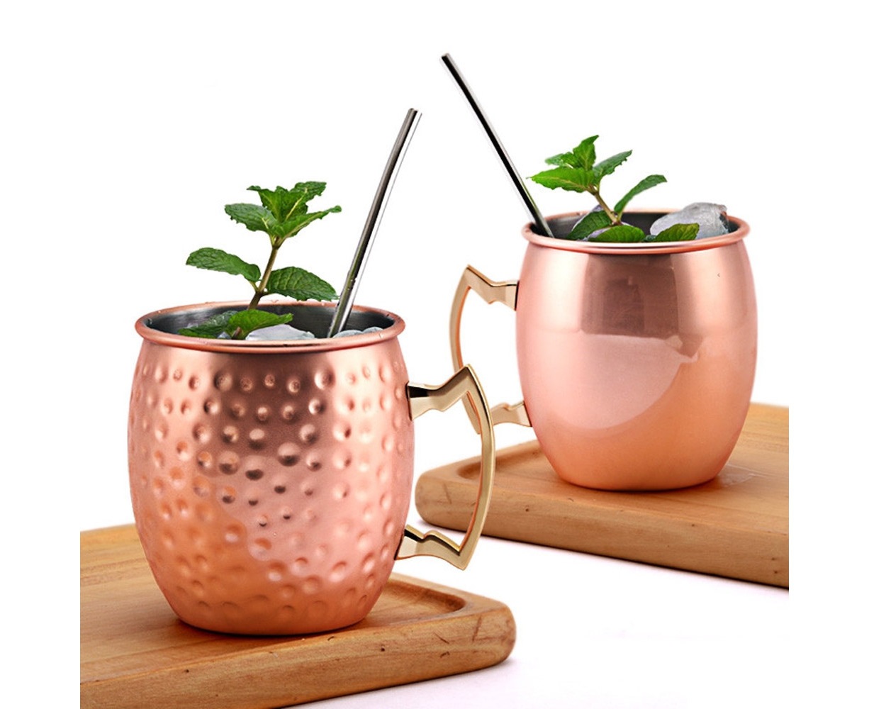 Buy 2Pack 550ml Moscow Mule Mug Drinking Hammered Glossy Copper ...