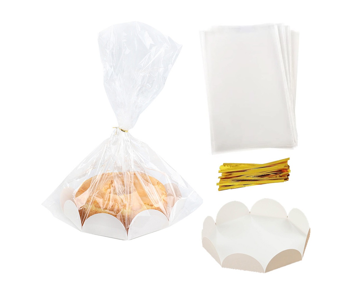 Buy 50 Pack Clear Plastic Bake Bags for Bread Cookie Candy Cake Gift ...